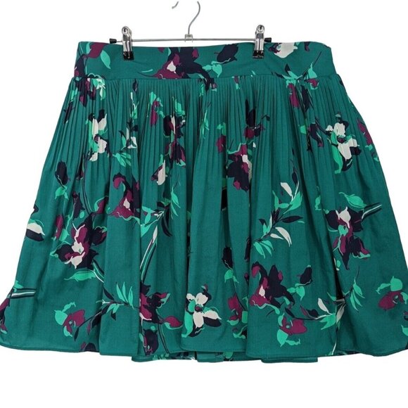 Merona | Skirts | Merona High Waisted Pleated Green Floral Circle ...